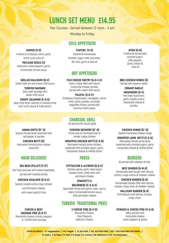 Lunch Set Menu – Platan Restaurant